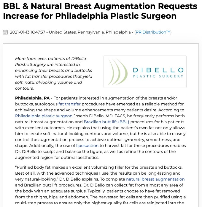 BBL & Natural Breast Augmentation Requests Increase for Philadelphia ...