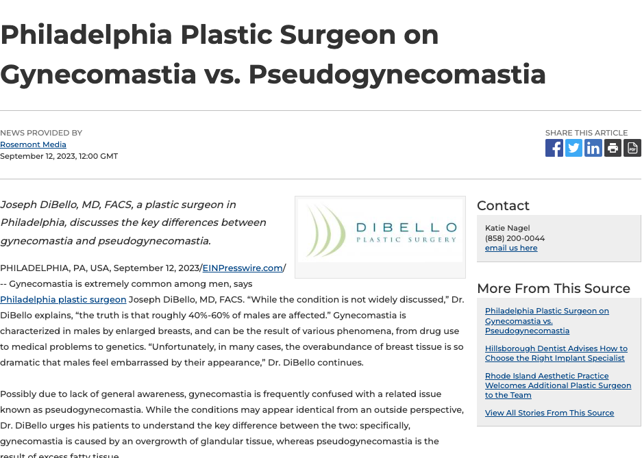 Philadelphia Plastic Surgeon Compares Gynecomastia and Pseudogynecomastia