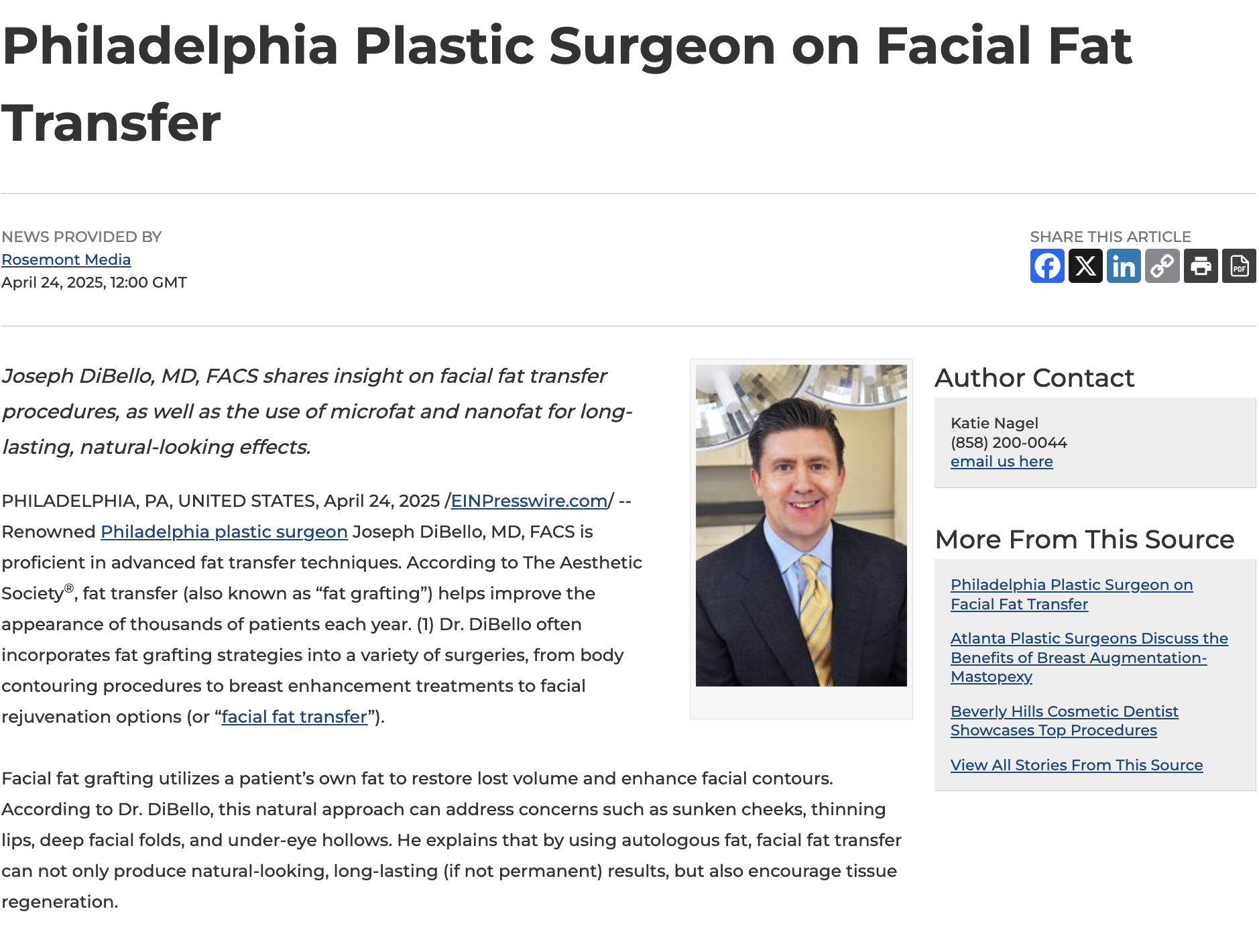 Philadelphia Plastic Surgeon on Facial Fat Transfer